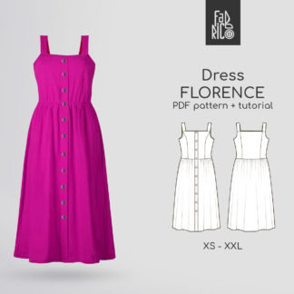 Cottagecore pattern of dress Florence with buttons - Fabrico sewing ...
