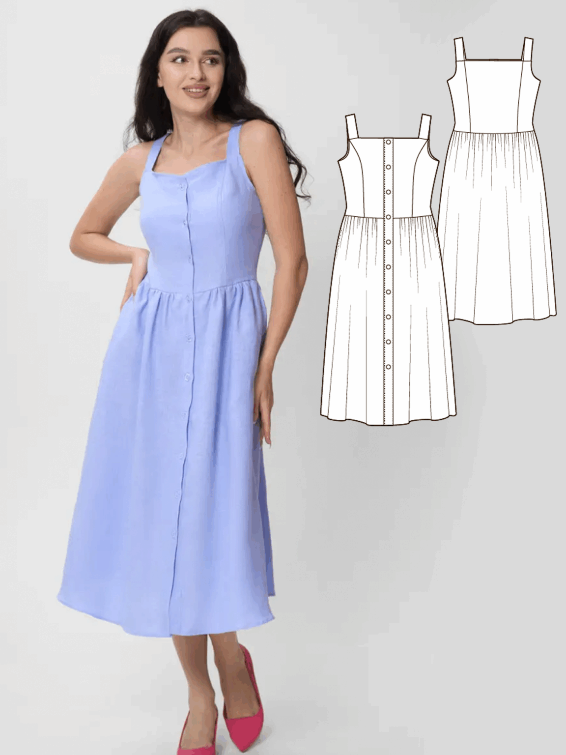 Barbara women's party dress sewing pattern + video tutorial - Fabrico