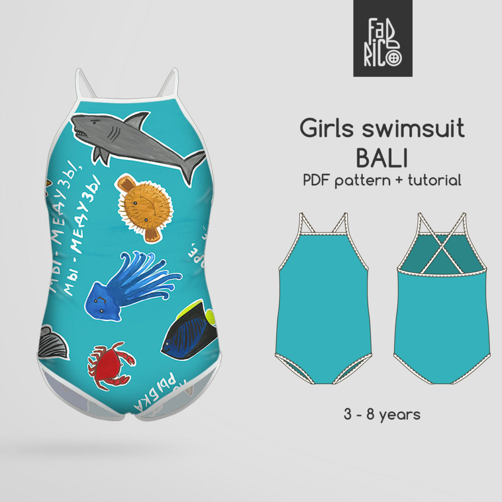 Bali girls' one-piece swimsuit sewing pattern - Fabrico