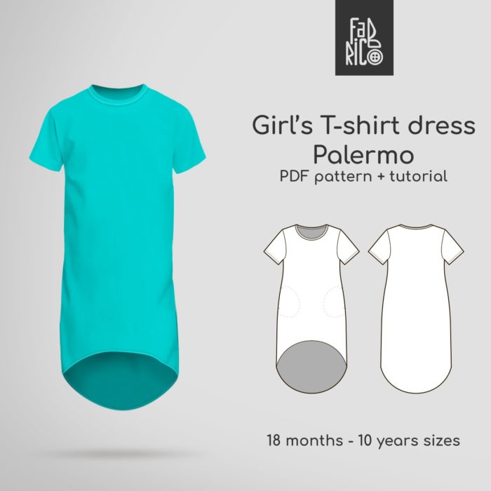 Palermo girls' asymmetric T-shirt dress sewing pattern + video tutorial ...