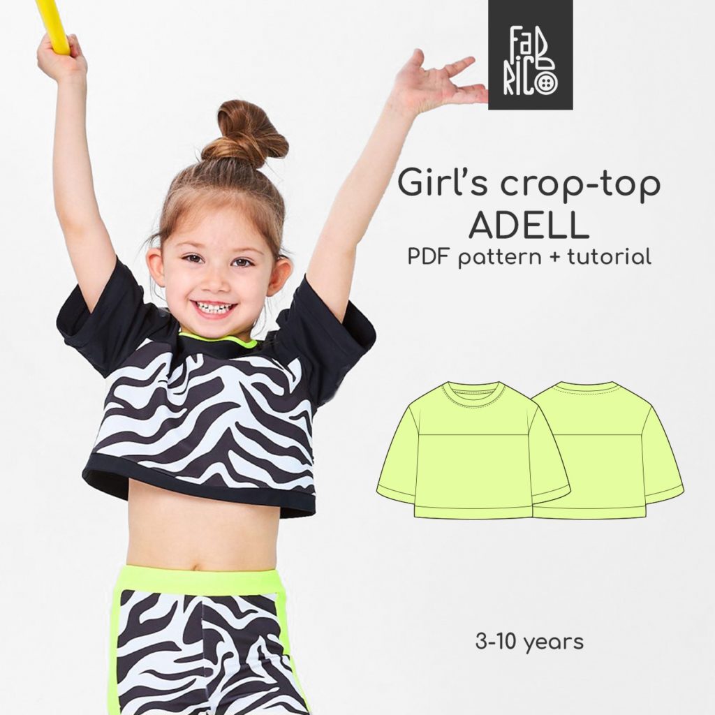 Adell girls' cropped top shirt sewing pattern - Fabrico