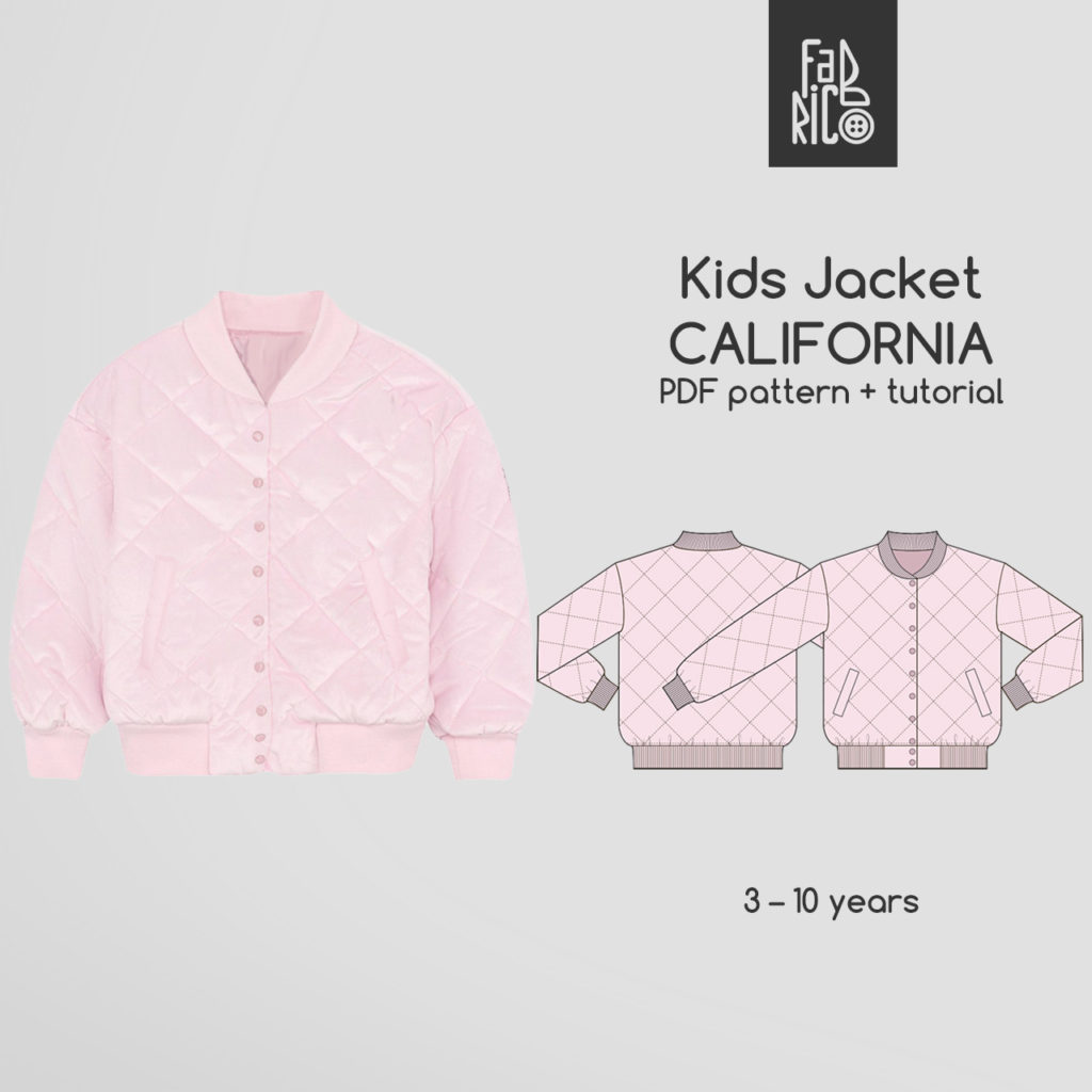 California children's bomber jacket sewing pattern - Fabrico