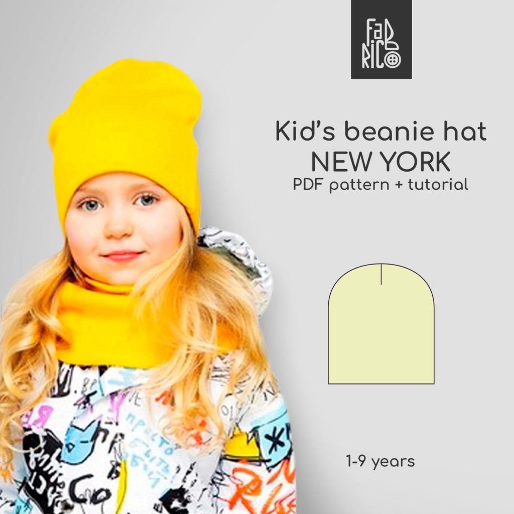 New York kid's beanie hat sewing pattern + video tutorial - Fabrico