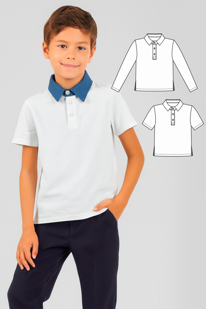 Yale boy's polo shirt sewing pattern + video tutorial - Fabrico