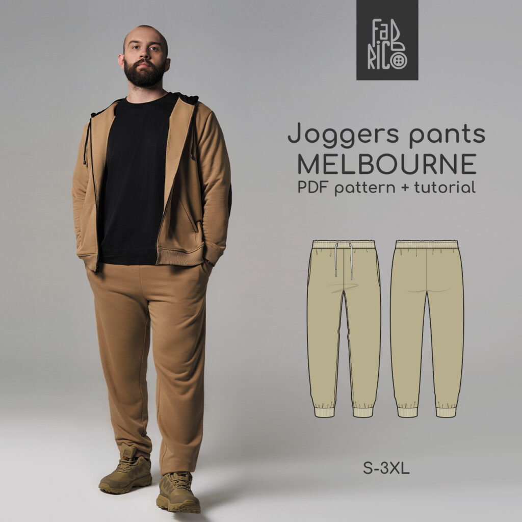 Melbourne joggers men's pants sewing pattern + video tutorial - Fabrico