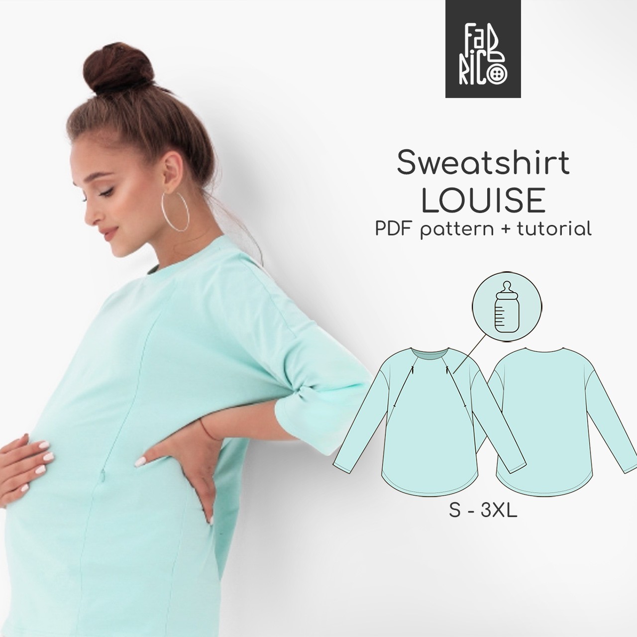 Pregnancy (maternity) sweatshirt Louise sewing pattern - Fabrico