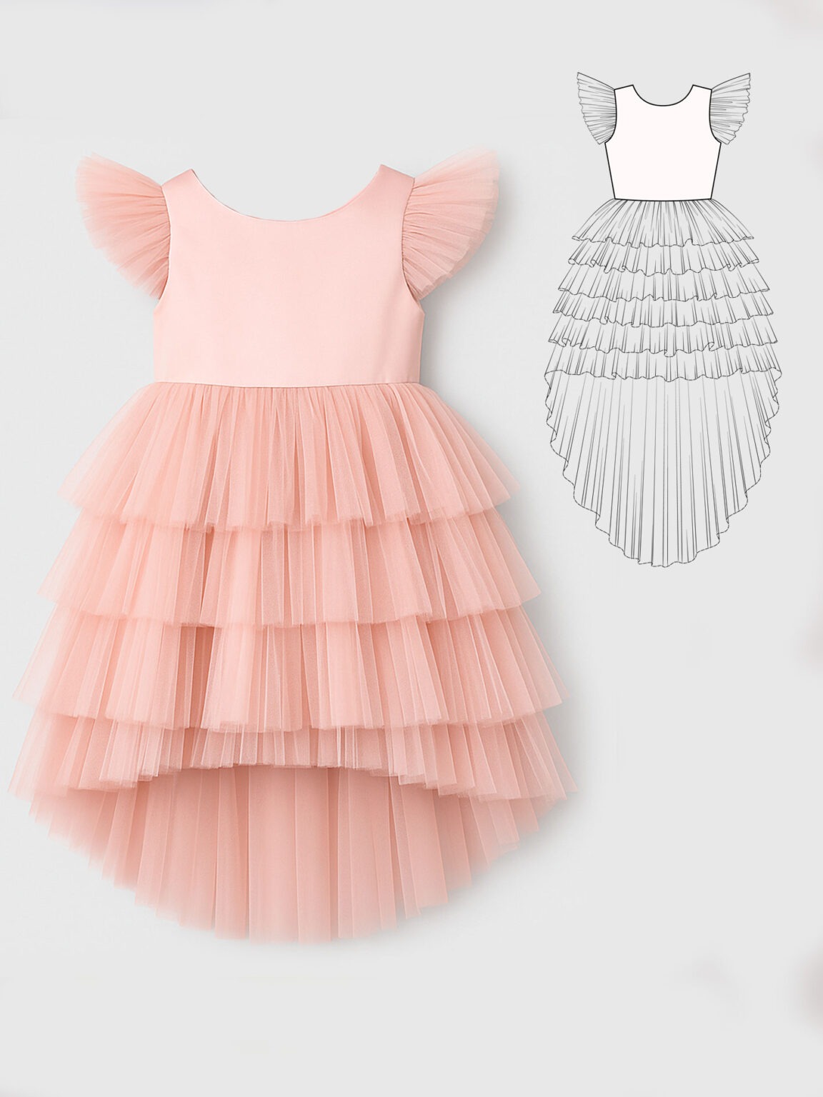 Casablanca girls' party dress sewing pattern + video tutorial - Fabrico