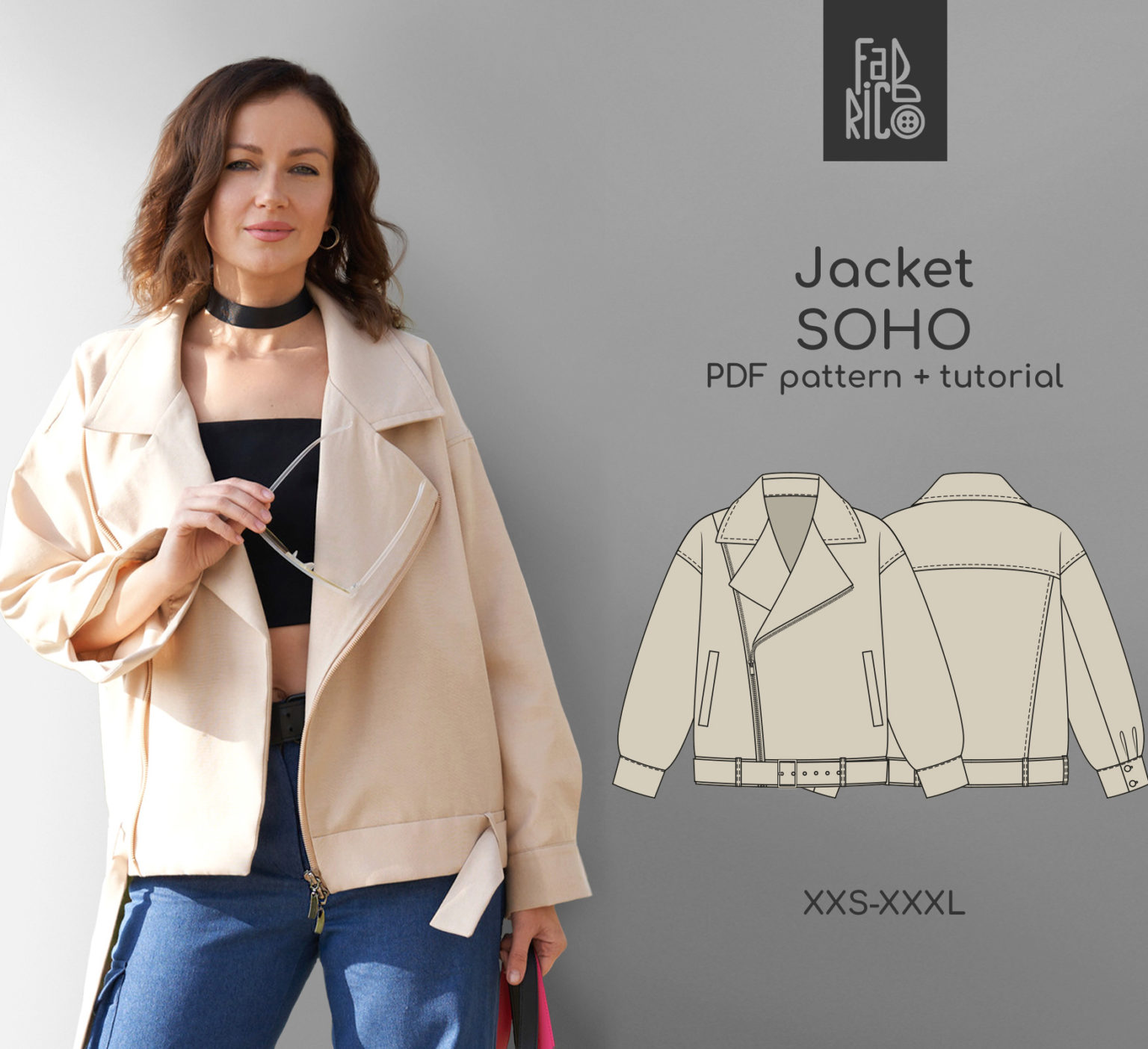 Soho women's jacket sewing pattern + video tutorial - Fabrico