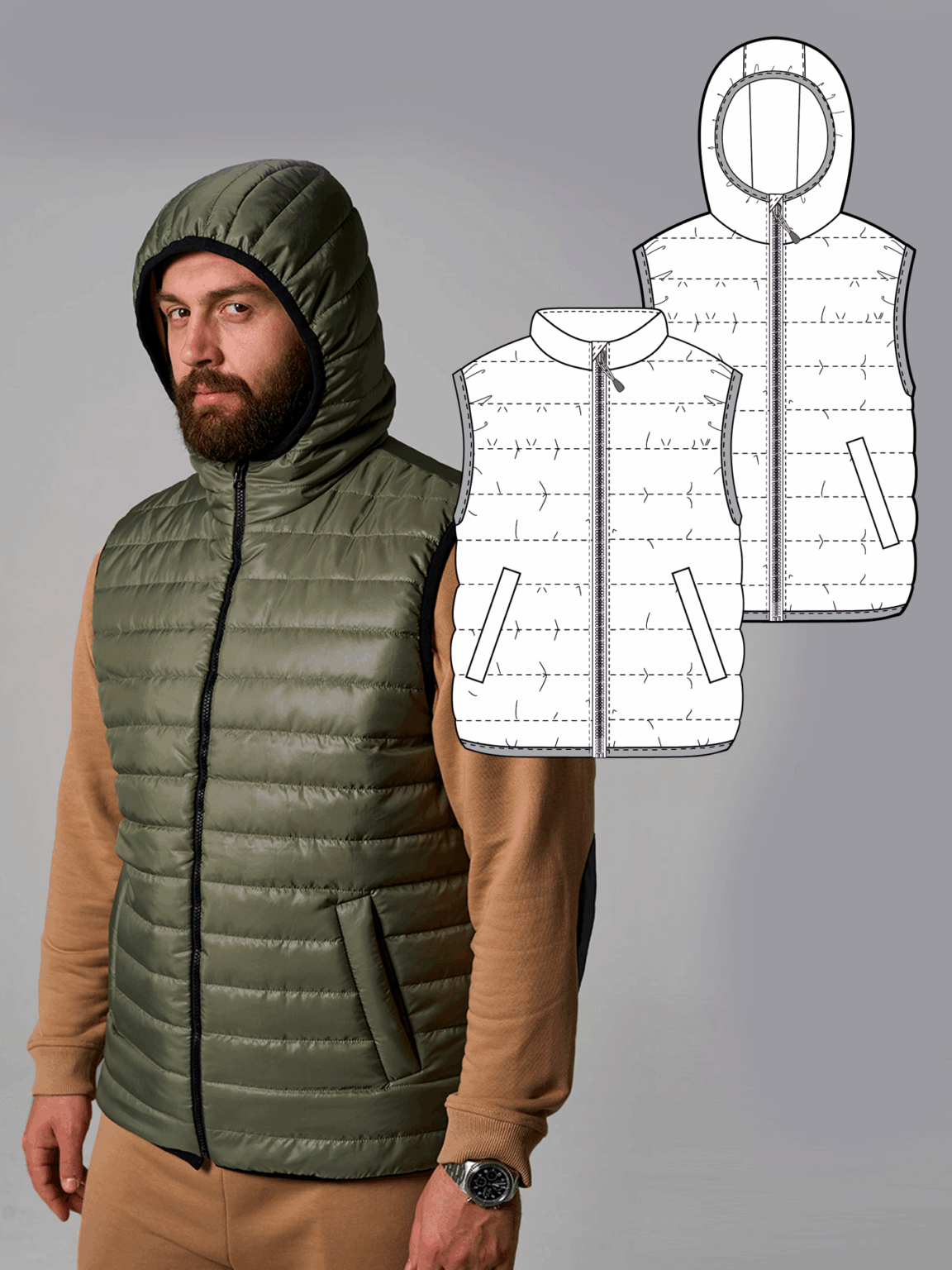 Bern men's vest sewing pattern + video tutorial - Fabrico
