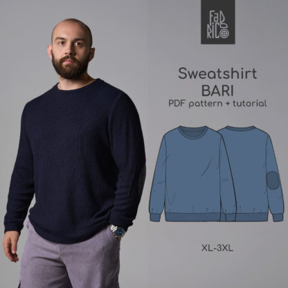 Bari mens sweatshirt sewing pattern - Fabrico