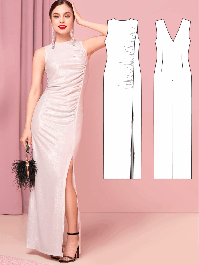 Sharlize women's evening dress sewing pattern + video tutorial - Fabrico