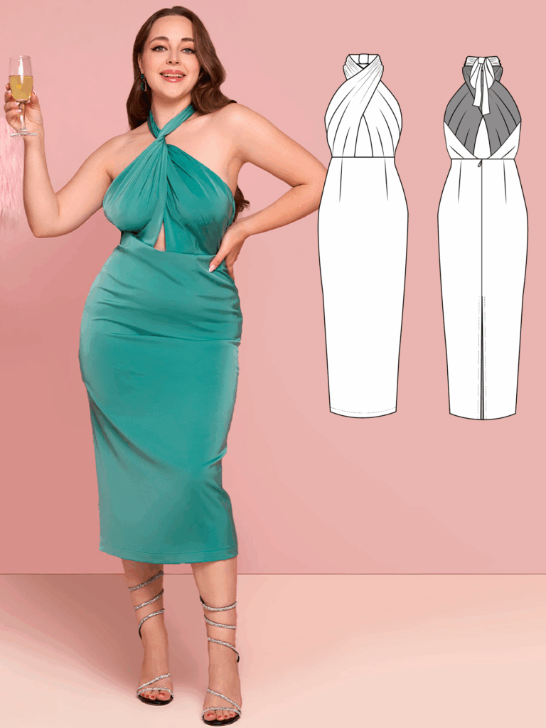 Barbara women's party dress sewing pattern + video tutorial - Fabrico