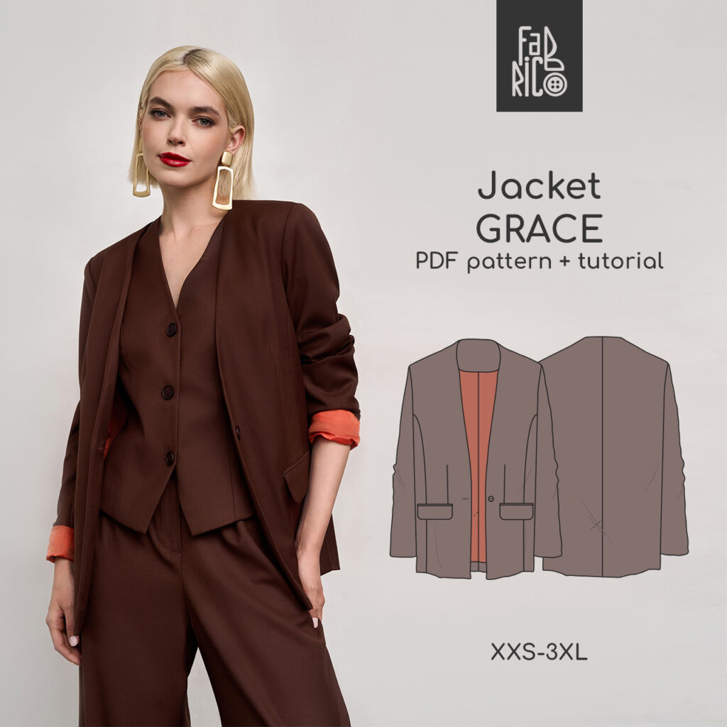 Grace women's jacket sewing pattern + video tutorial - Fabrico