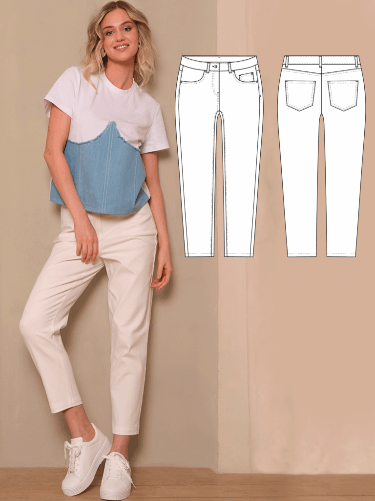 Viola women's jeans sewing pattern + video tutorial - Fabrico