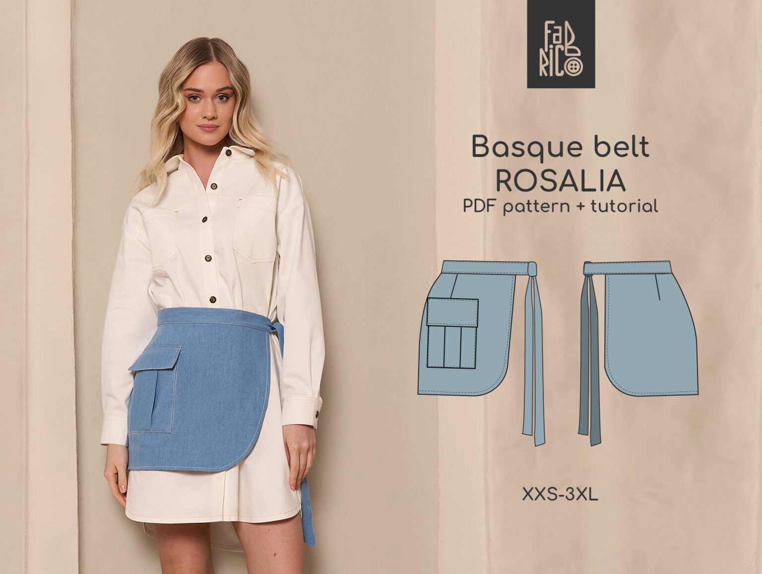 Rosalia women's basque belt sewing pattern + video tutorial - Fabrico