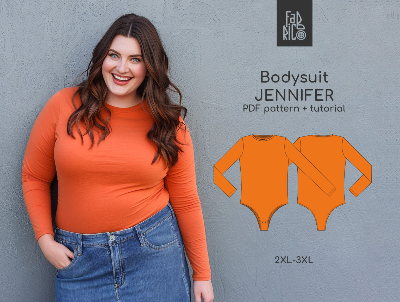 Jennifer women's +size bodysuit sewing pattern + video tutorial - Fabrico
