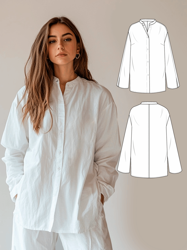 Caramel women's shirt sewing pattern + video tutorial - Fabrico