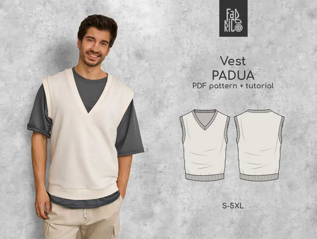 Padua men's vest sewing pattern - Fabrico