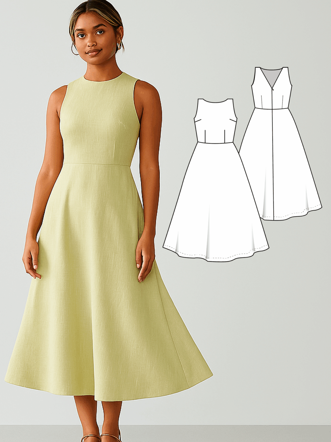 Kiwi women's dress sewing pattern + video tutorial - Fabrico