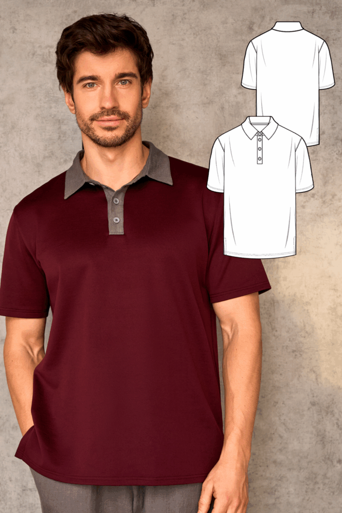 Sorrento men's polo shirt sewing pattern + video tutorial - Fabrico