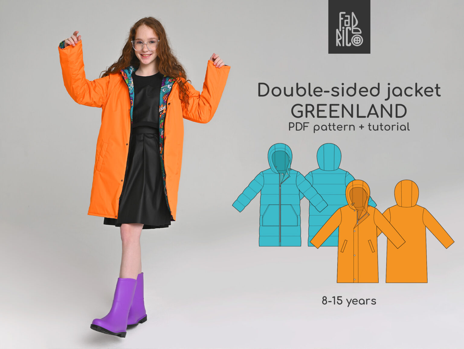 Greenland girls double-sided jacket pattern + video tutorial - Fabrico