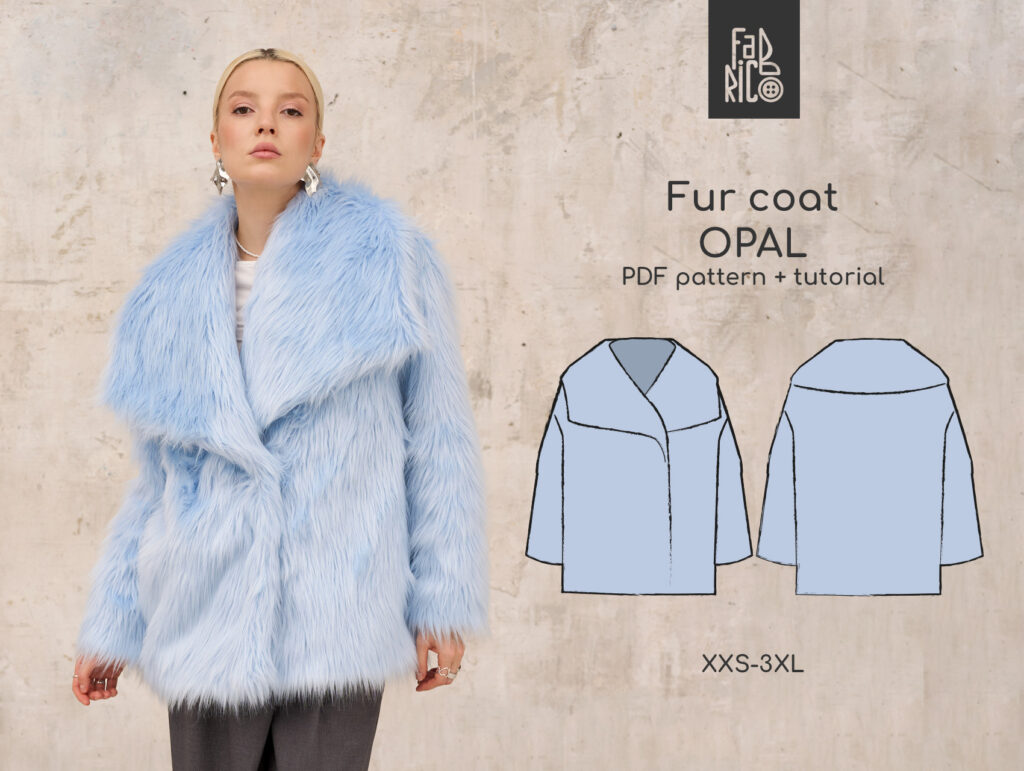 Opal woman fur coat sewing pattern + video tutorial - Fabrico