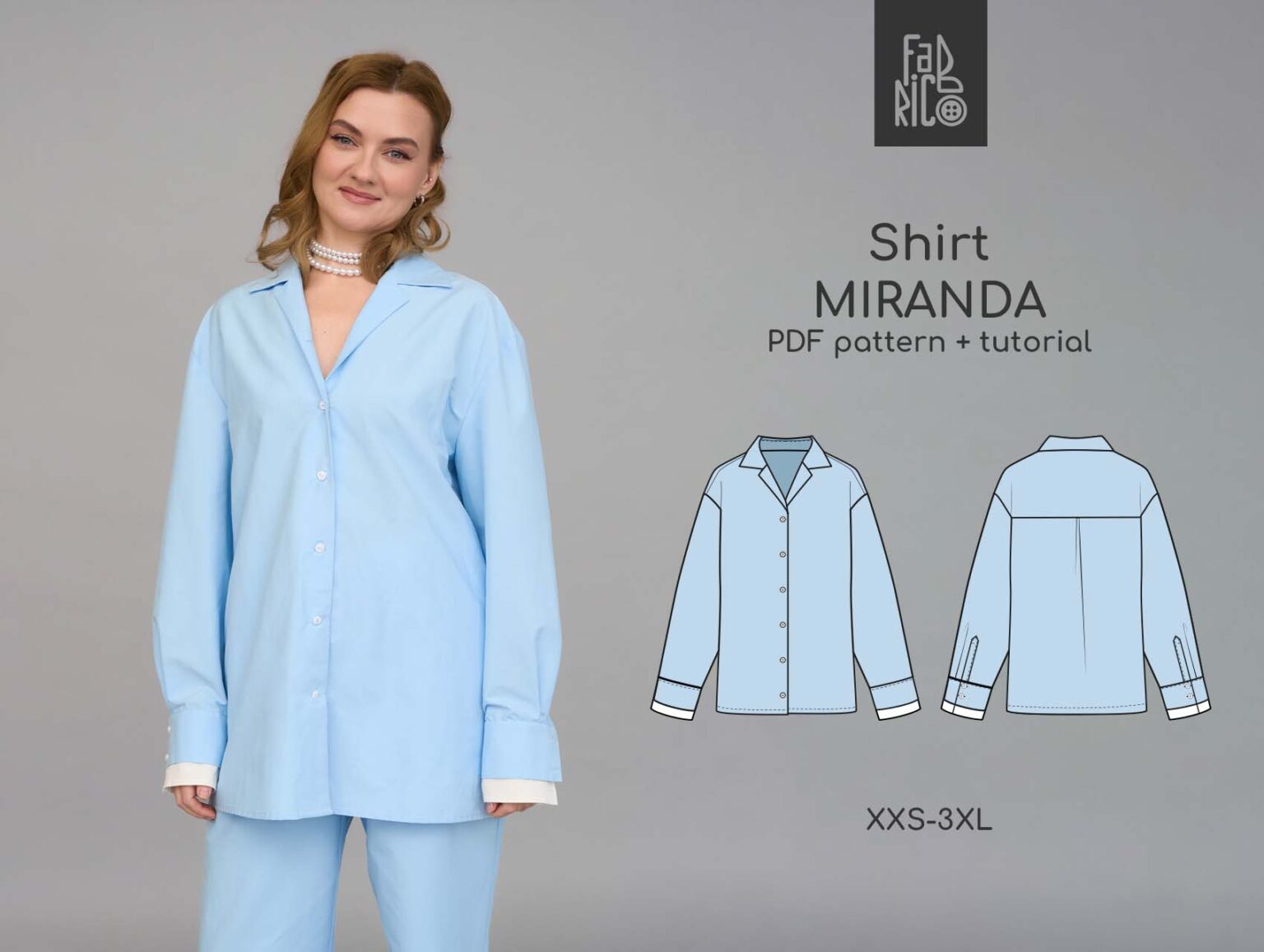 Miranda women's shirt sewing pattern - Fabrico
