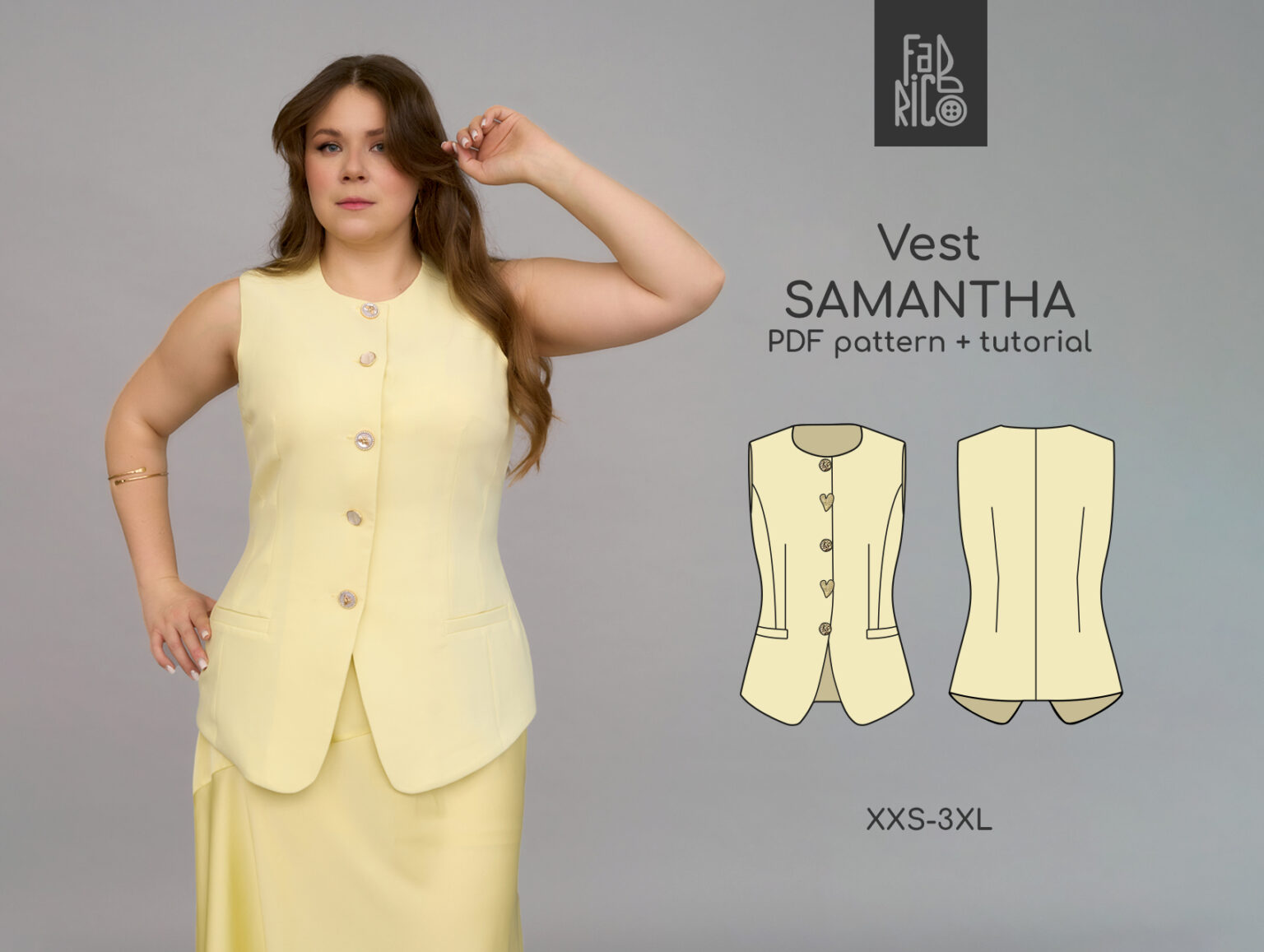 Samantha women's vest sewing pattern + video tutorial - Fabrico